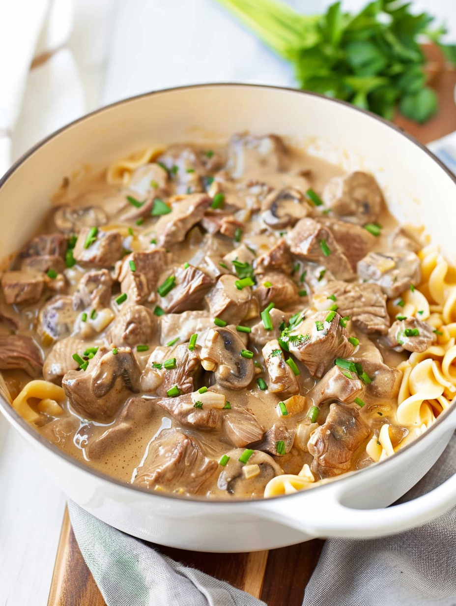 Easy Cottage Cheese Beef Stroganoff
