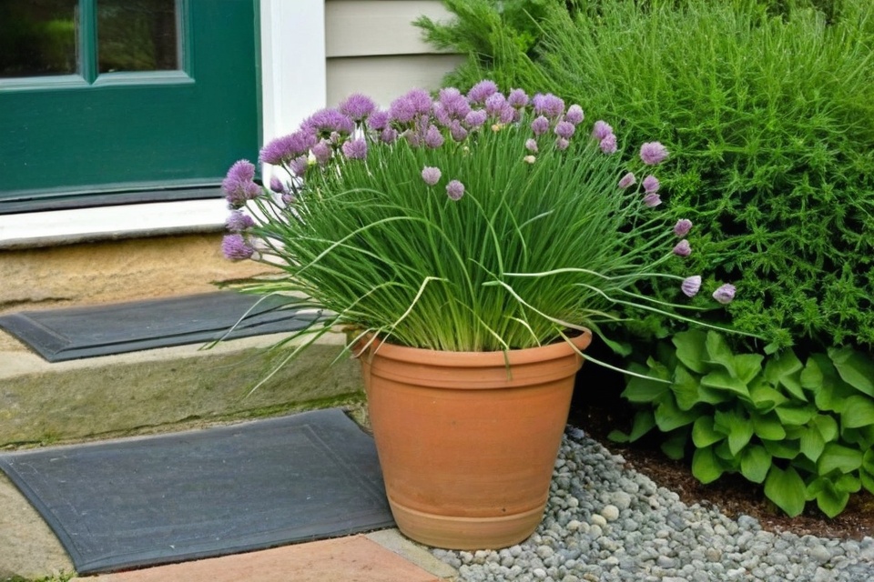 Position a Pot of Chives Near Your Front Door for This Unexpected Perk