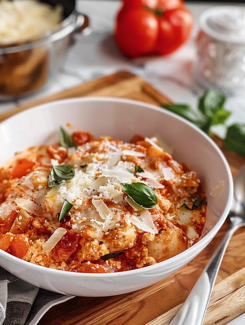 Super Yummy Cottage Cheese Chicken Parm Bowl
