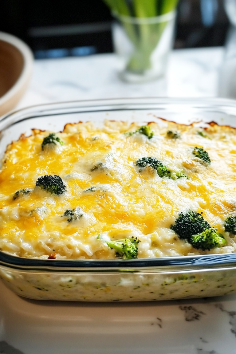 Easy Broccoli Cheese Rice Casserole