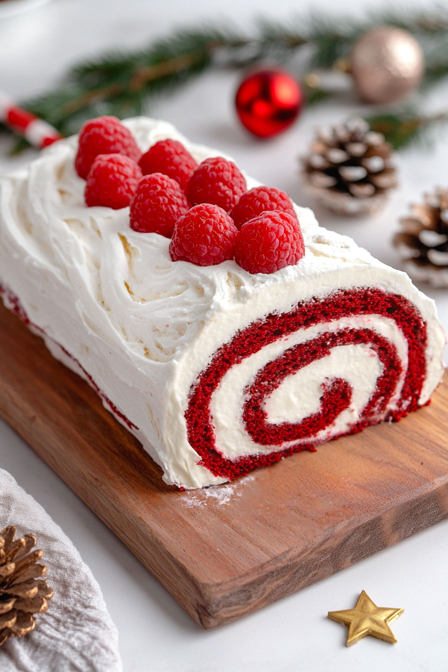 Easy Red Velvet Yule Log Cake Recipe
