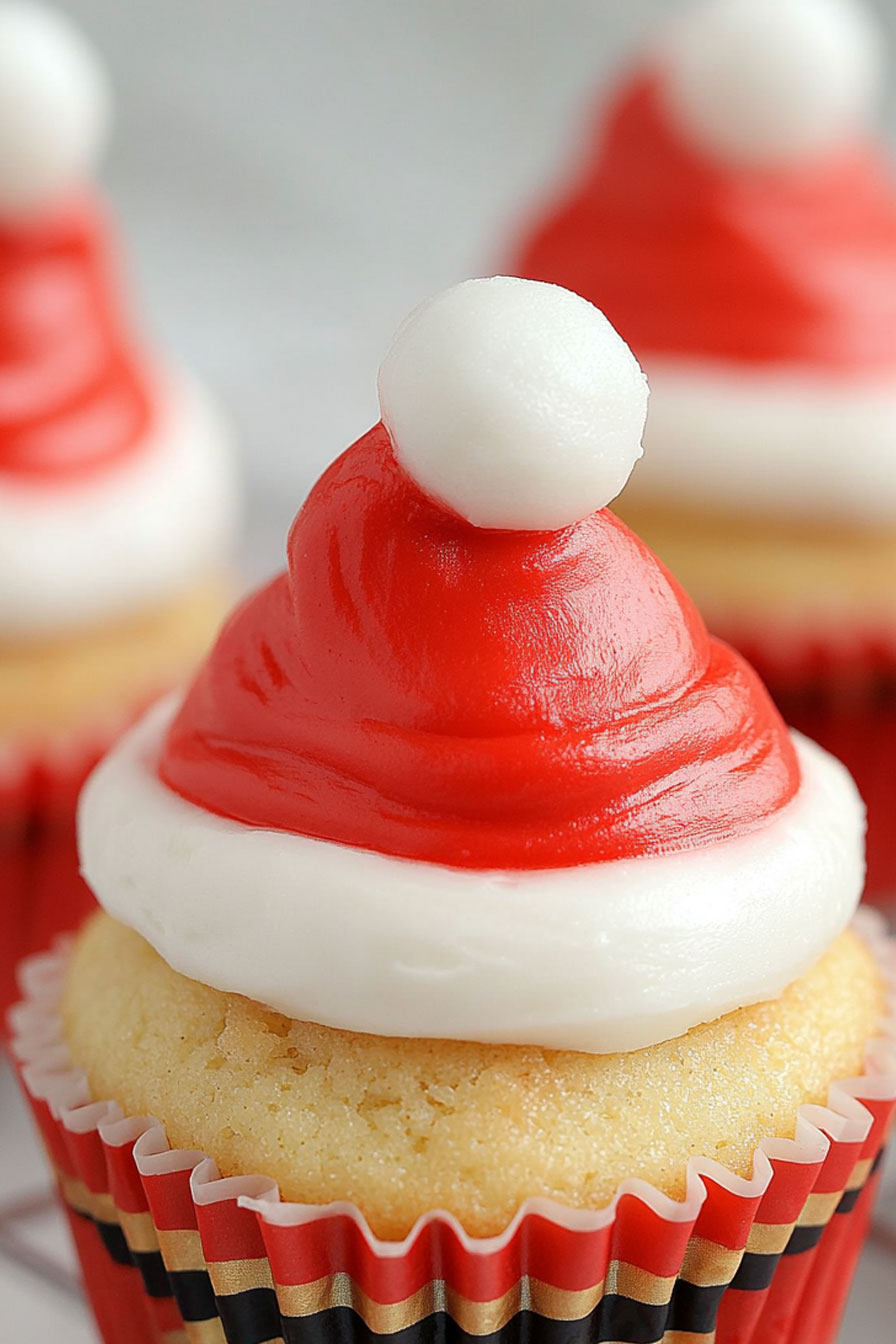 Cute Christmas Santa Cupcakes Recipe