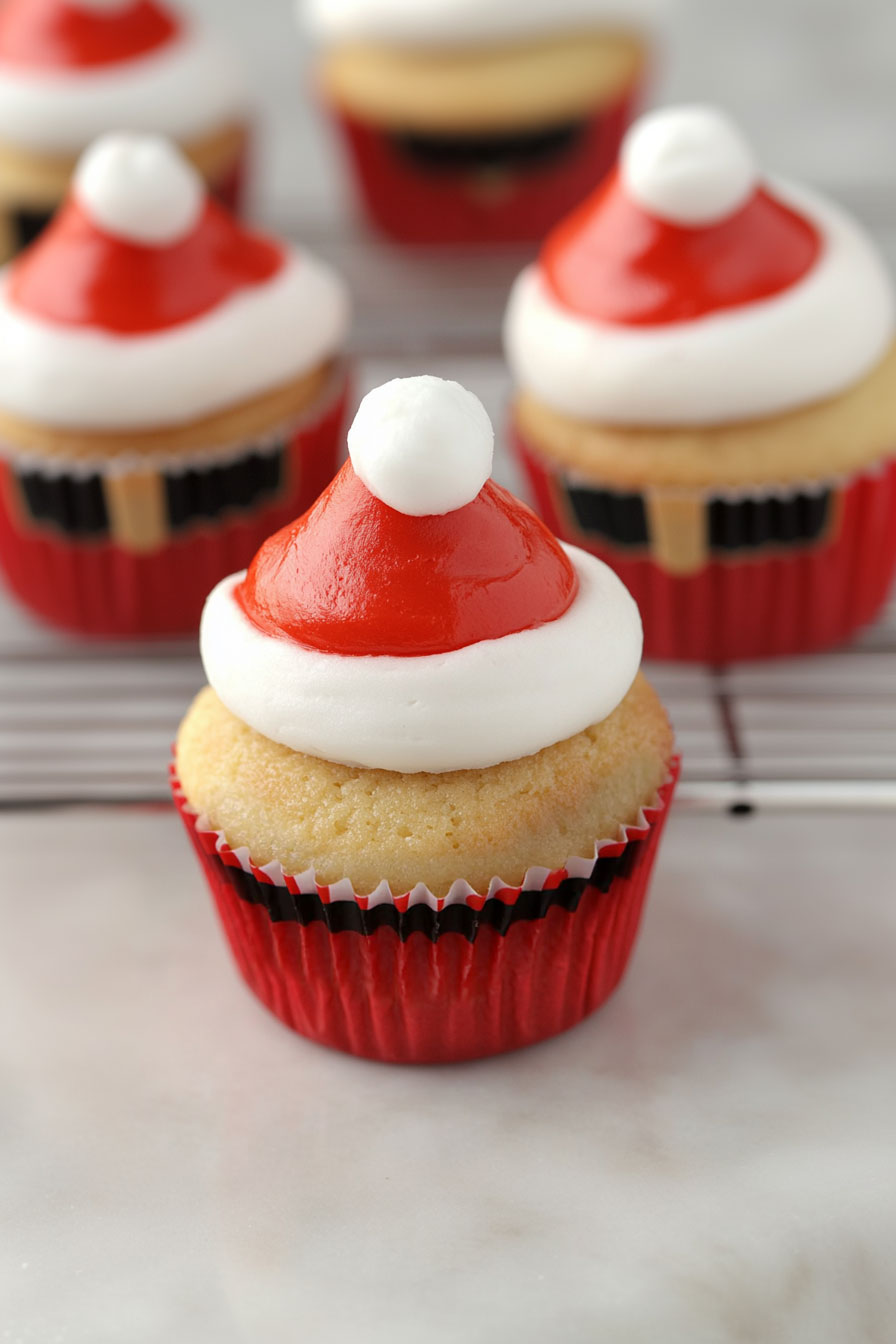 Cute Christmas Santa Cupcakes Recipe