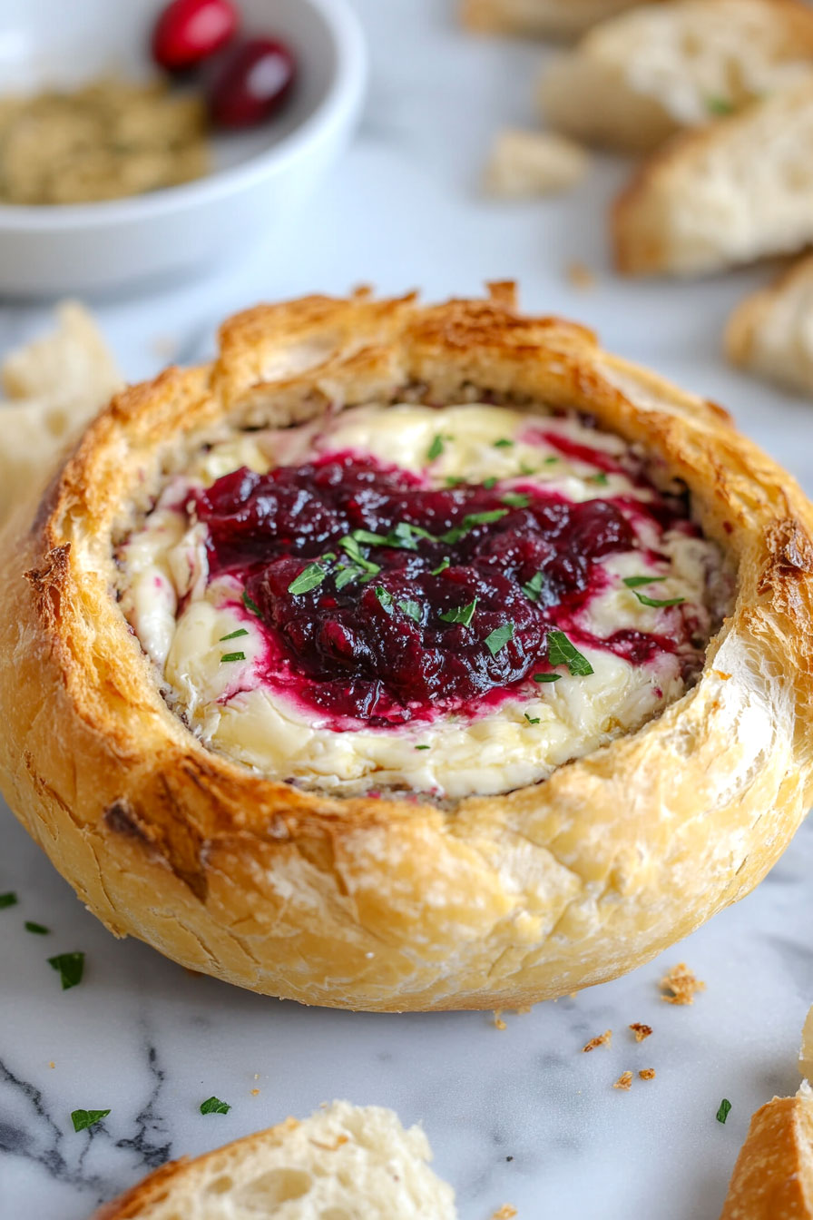 Easy Baked Brie and Cranberry Bread Bowl