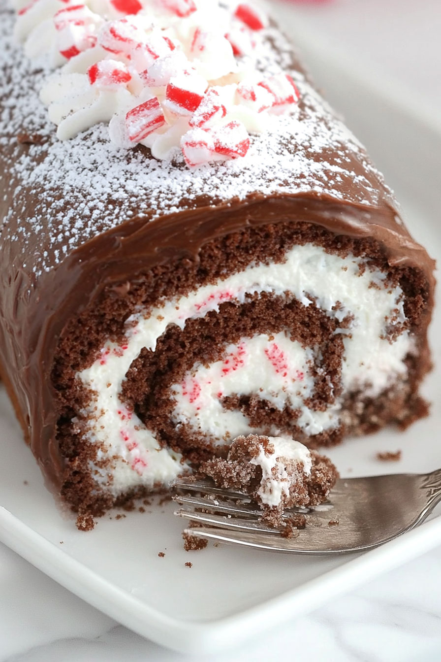 Yule Log Cake Christmas Peppermint Delight