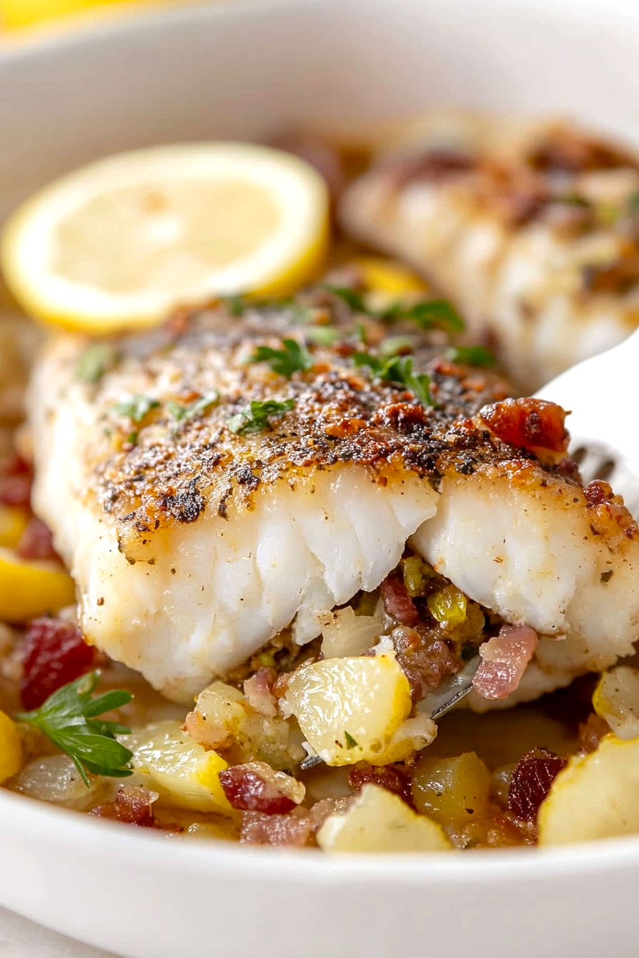 Rich New England Baked Stuffed Cod