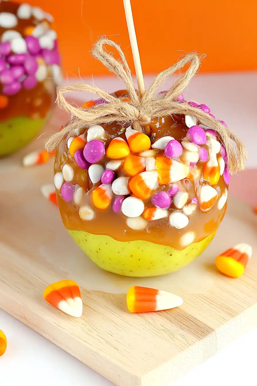 Quick Candy Corn Caramel Apples