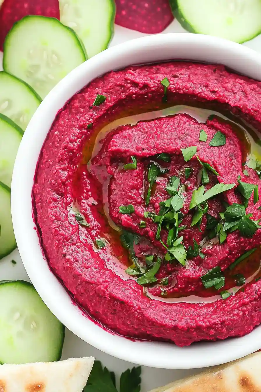 Savory Beet Hummus with Tahini and Canned Beets
