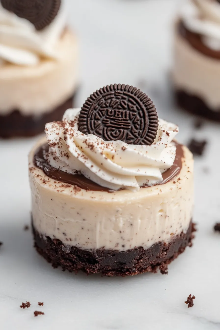 Mini Cheesecakes with Oreo Crust & Chocolate Drizzle