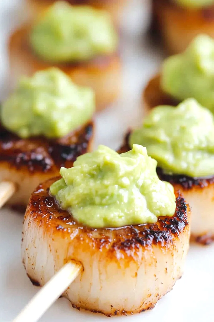 Delicious Seared Scallops with Honey Dijon Avocado Sauce