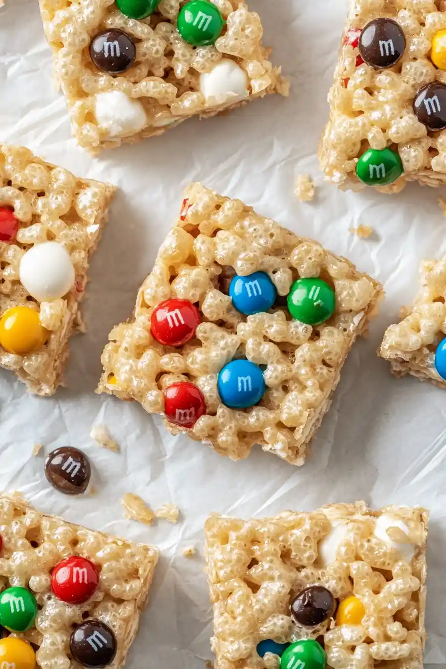 Delicious Rice Krispies with M&Ms