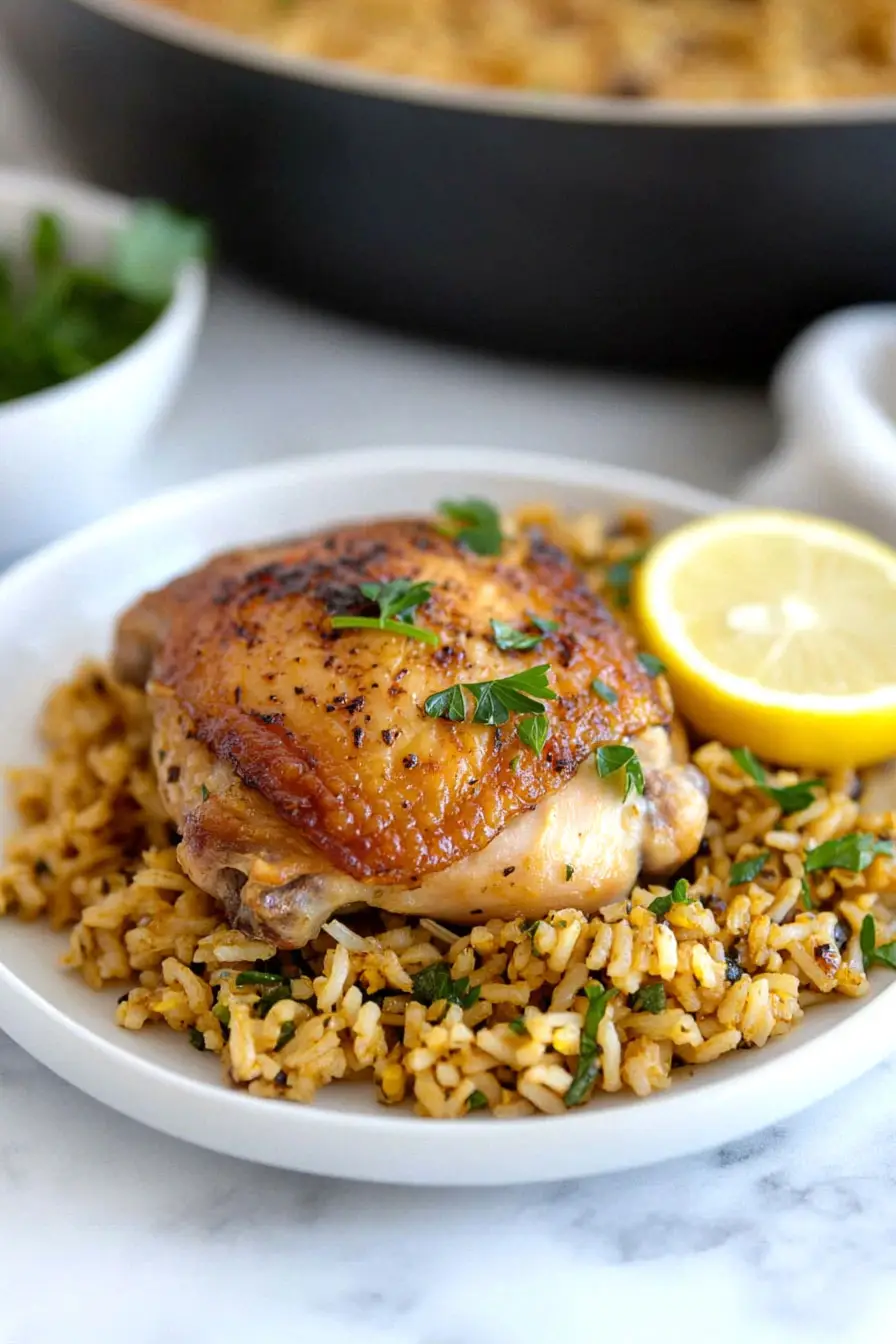 Juicy Roasted Chicken and Rice