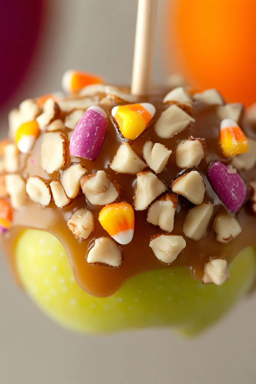 Quick Candy Corn Caramel Apples