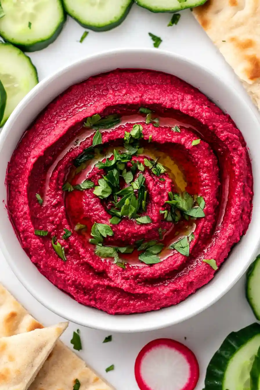 Savory Beet Hummus with Tahini and Canned Beets