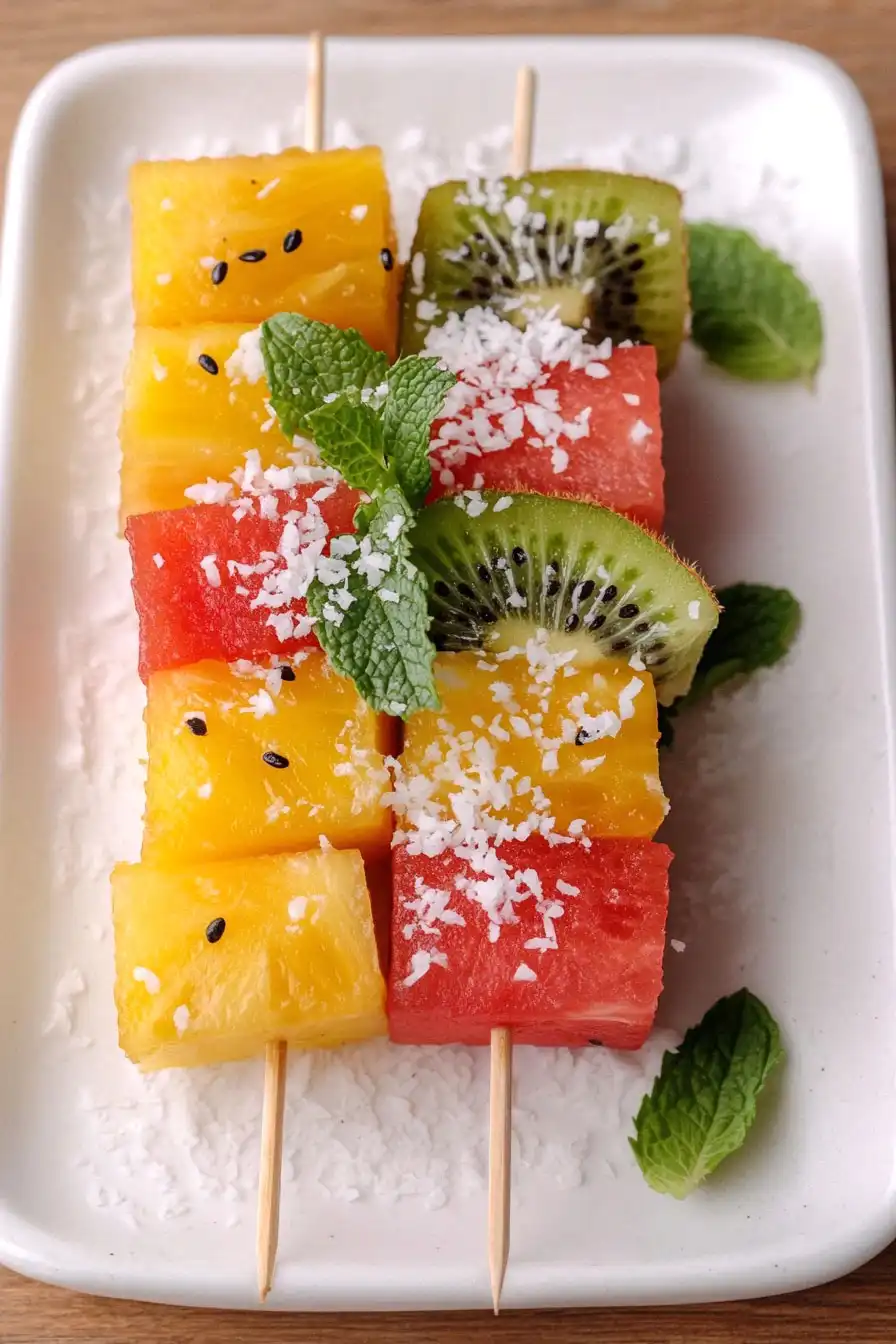Easy Tropical Fruit Party Kabobs