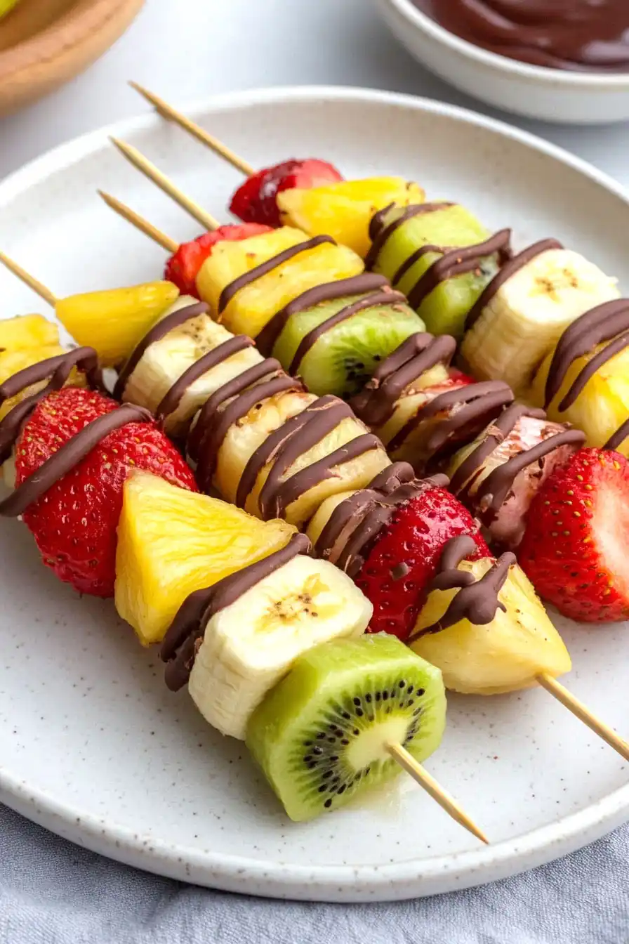 Sweet Fruit Kabobs with Chocolate Drizzle