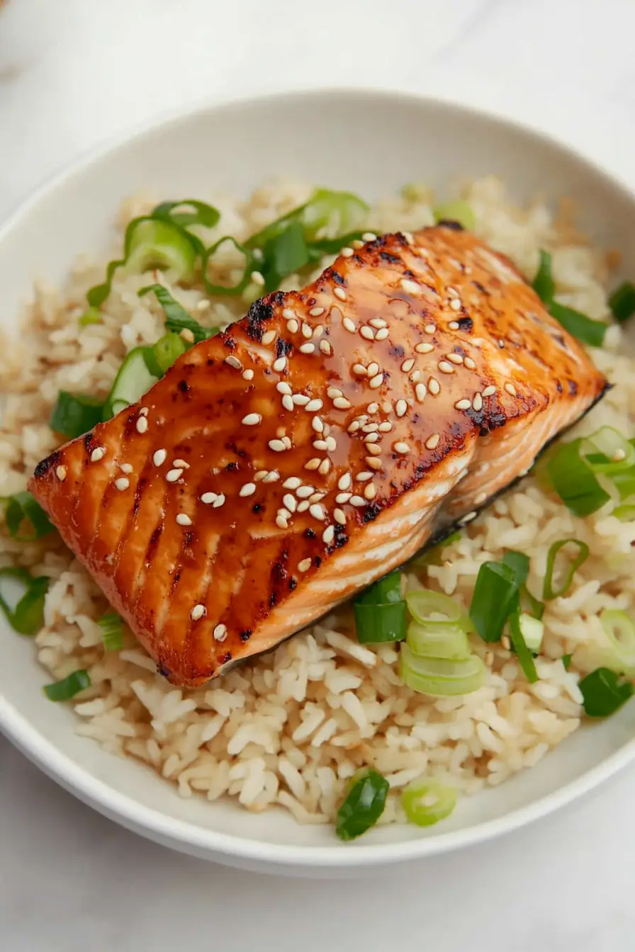 Quick Grilled Salmon with Rice