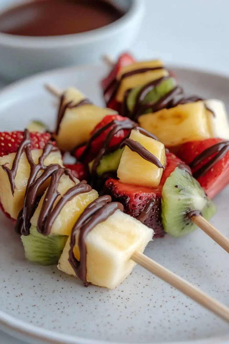 Sweet Fruit Kabobs with Chocolate Drizzle