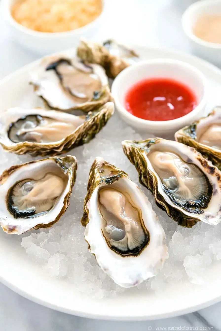 Juicy Raw Oysters on the Half Shell