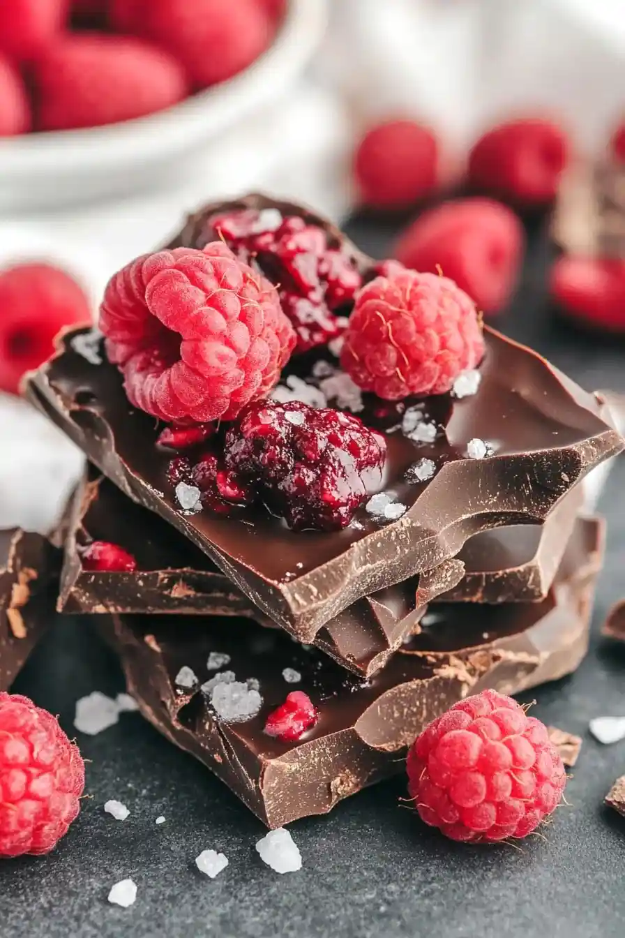 Yummy Fresh Raspberry Dark Chocolate Bark