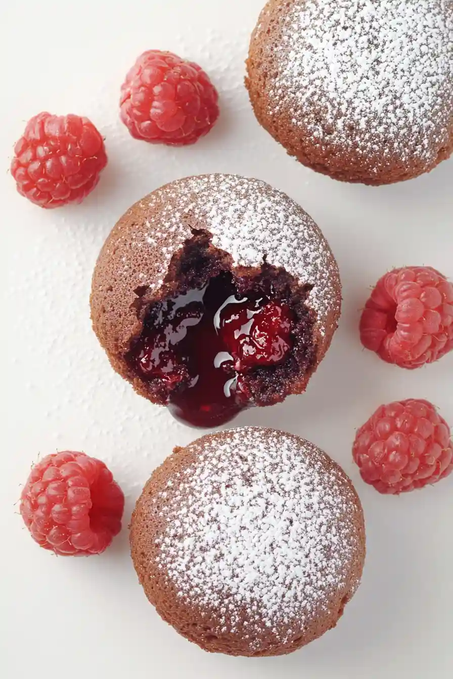 Easy Chocolate Lava Cake with Raspberry Sauce