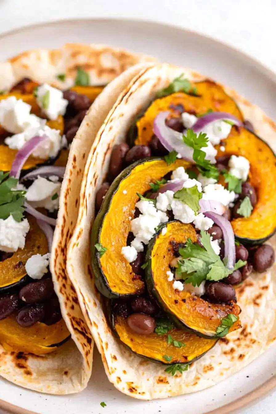 Juicy Delicata Squash Tacos with Black Beans