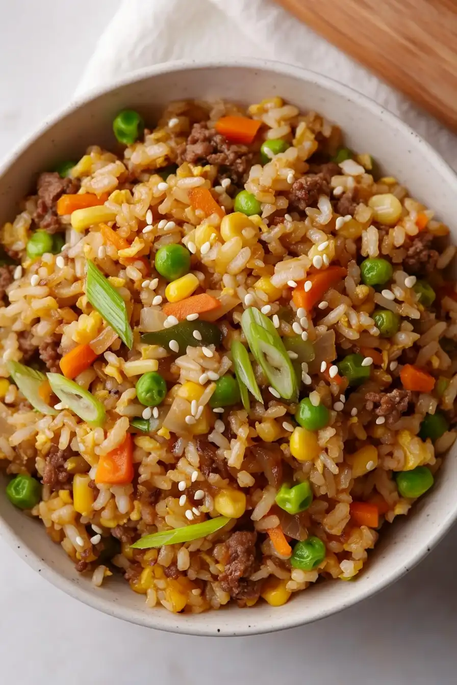 Spicy Ground Venison Fried Rice