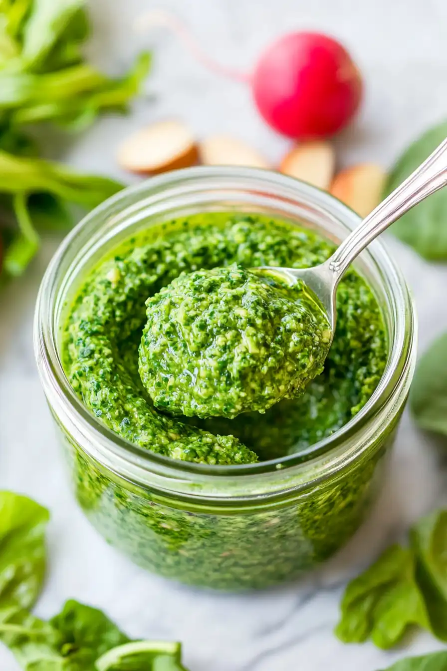 Healthy Radish Greens Pesto
