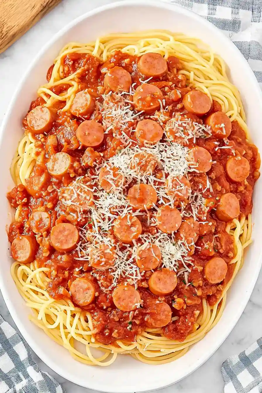 Quick Hot Dog Spaghetti