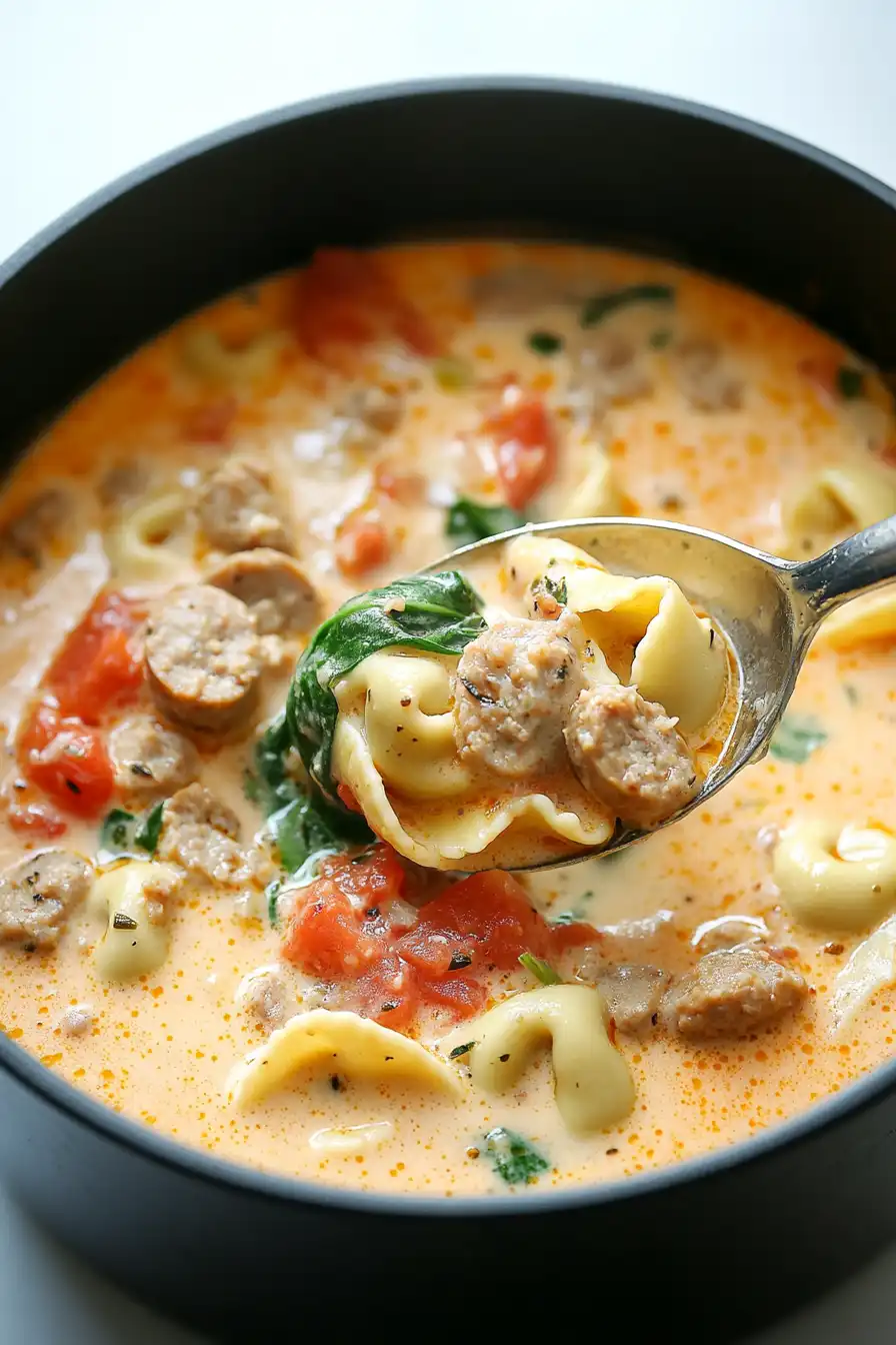 Rich Italian Sausage Tortellini Soup