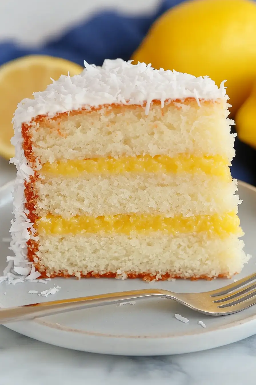 Easy Easter Coconut Cake with Lemon Curd Filling