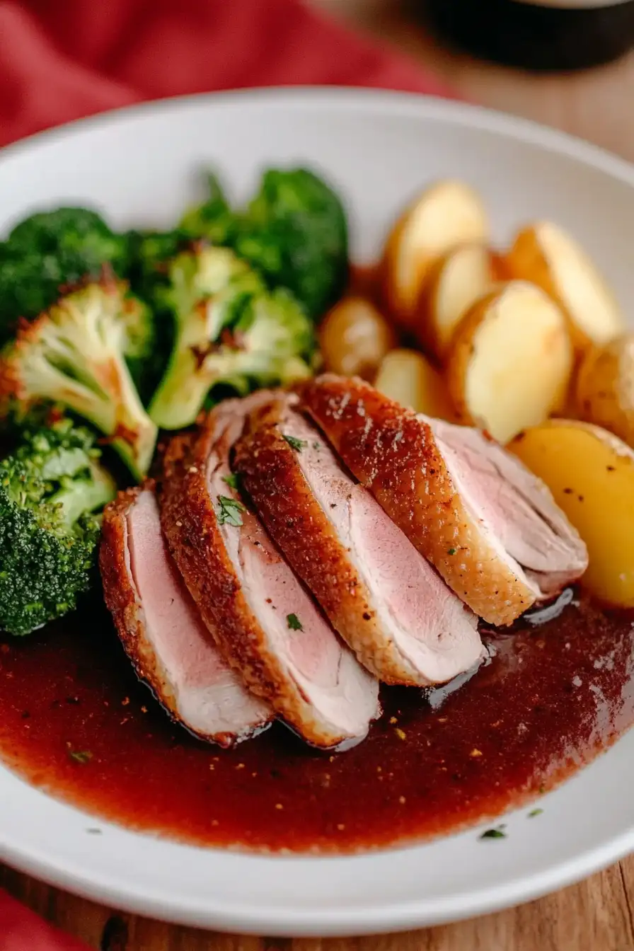 Easy Roasted Duck Breast with Red Wine Sauce