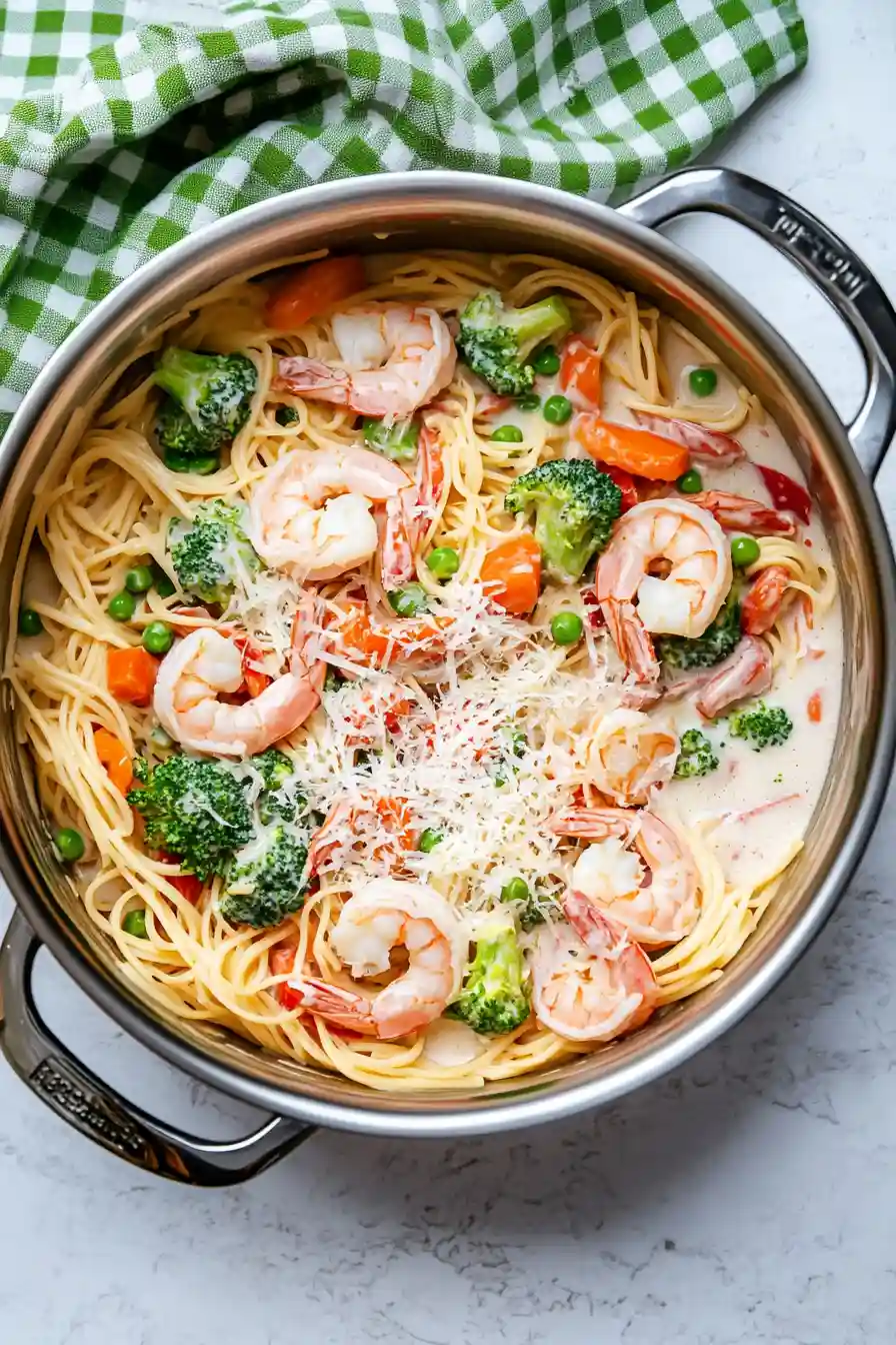 Creamy Shrimp Pasta Primavera