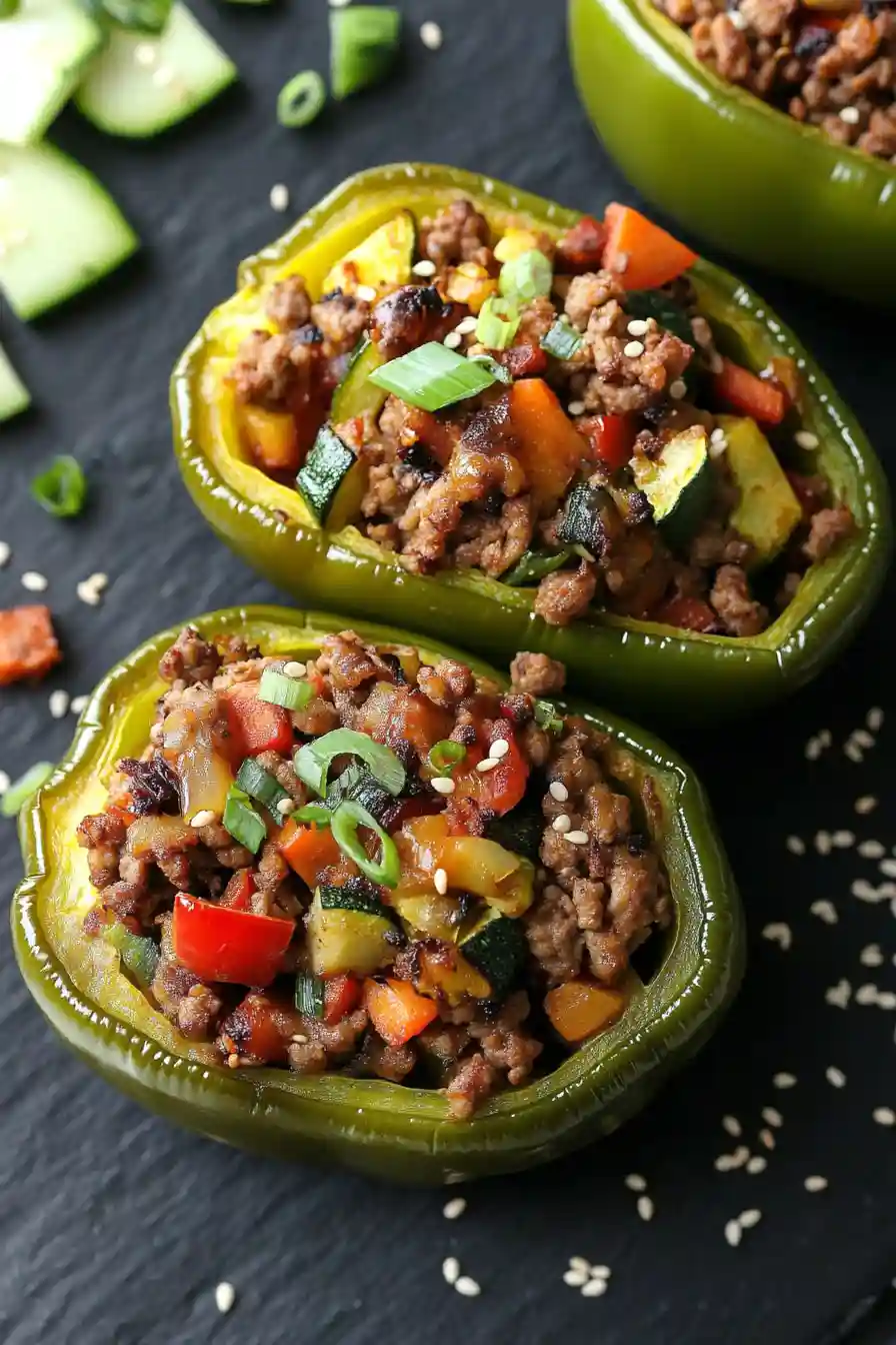 Spicy Asian Stuffed Bell Peppers