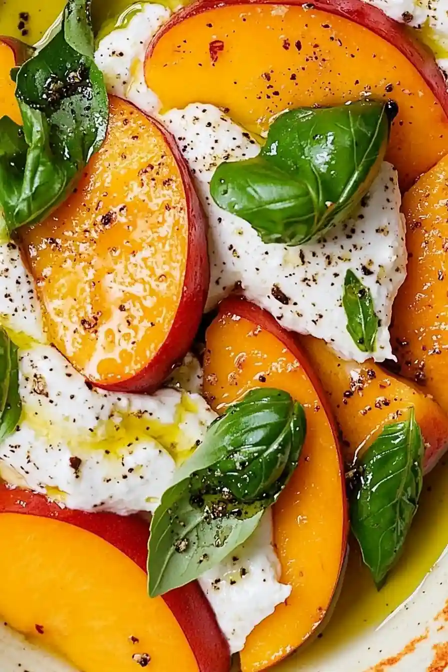 Summery Peach and Burrata Caprese Salad