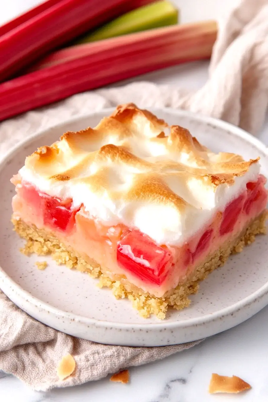Easy Rhubarb Meringue Bars