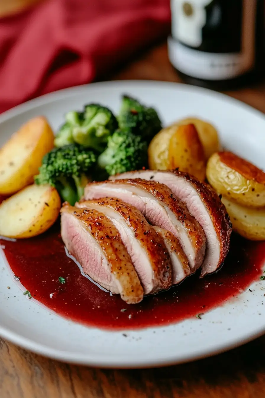 Easy Roasted Duck Breast with Red Wine Sauce