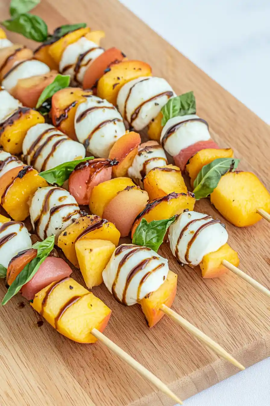 Easy Peach Caprese Salad Skewers