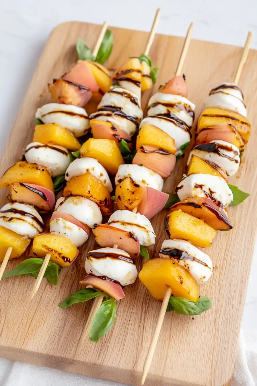 Easy Peach Caprese Salad Skewers