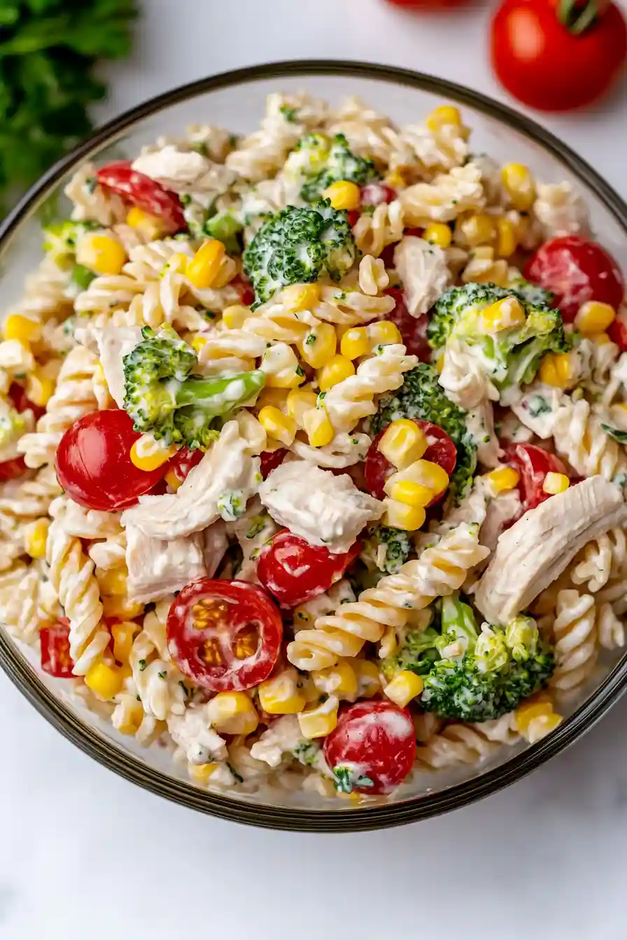 Light Chicken Pasta Salad with Greek Yogurt