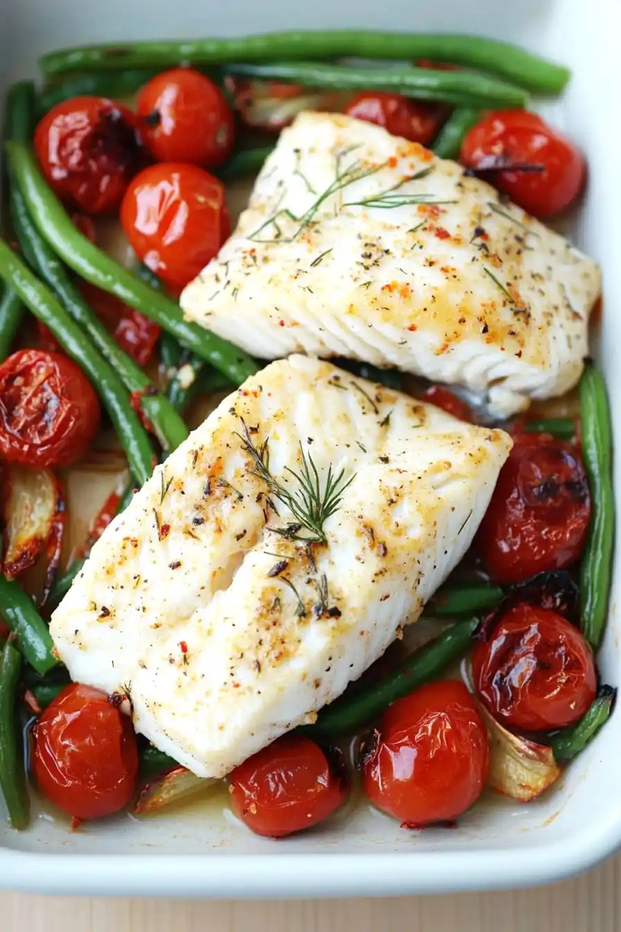 Juicy Baked Halibut with Vegetables
