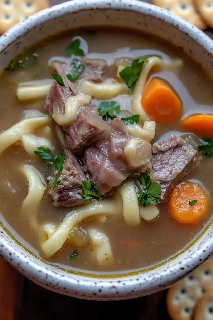 Delicious Noodle Soup with Prime Rib
