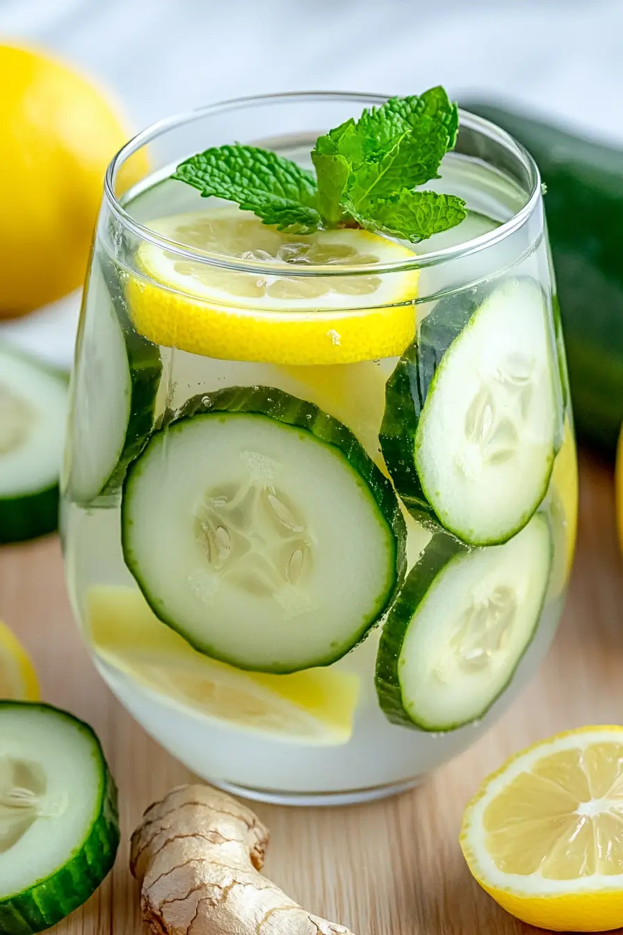 Refreshing Cucumber Lemon Mint Ginger Water