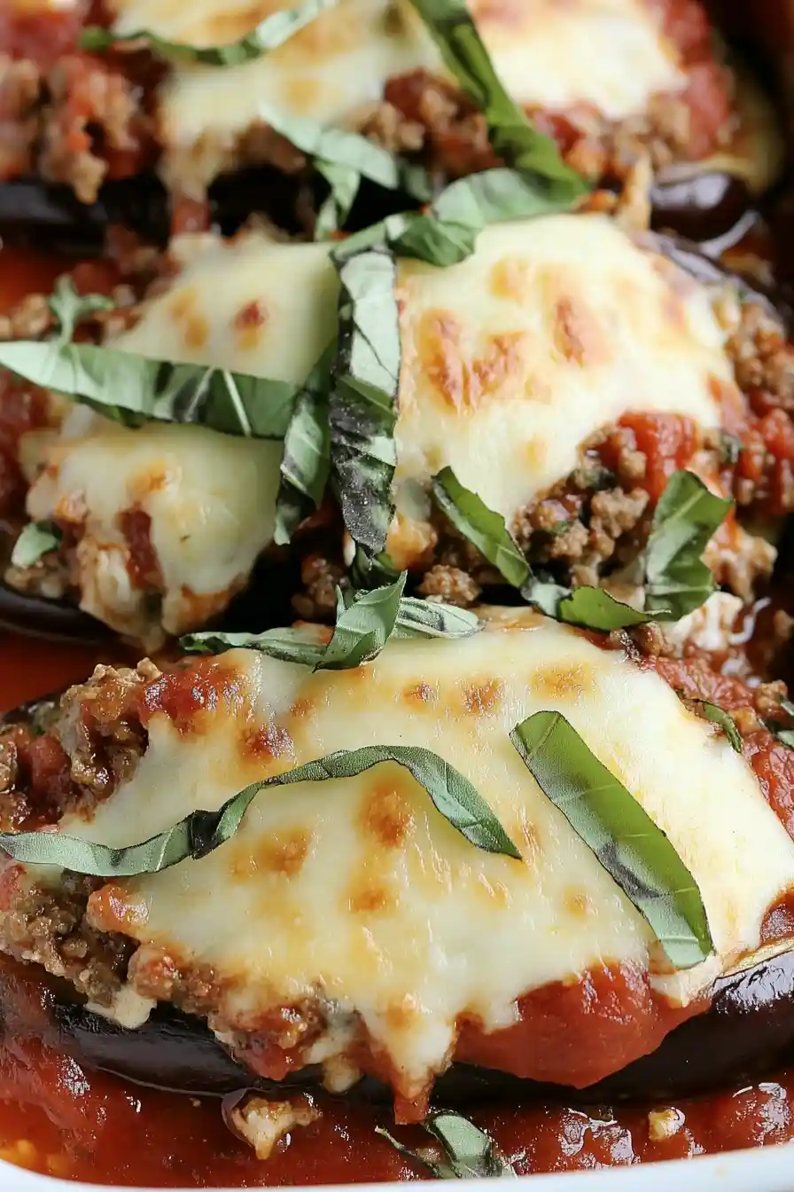Delicious Ground Beef Eggplant Parmesan