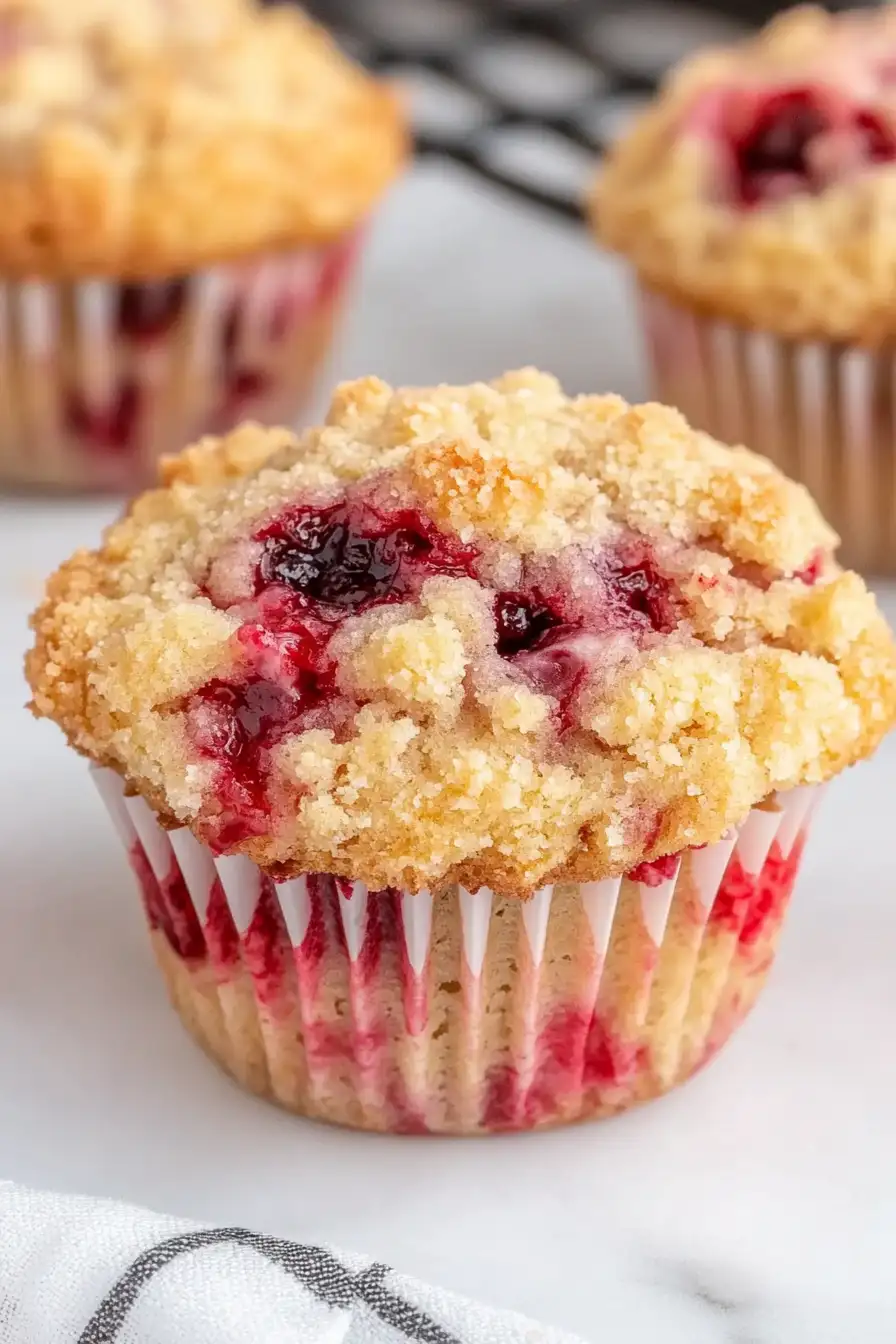 Fluffy Cherry Cobbler Muffins