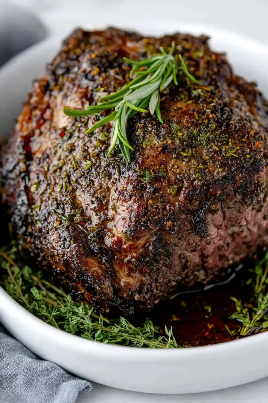 Savory Prime Rib with Garlic Herb Butter