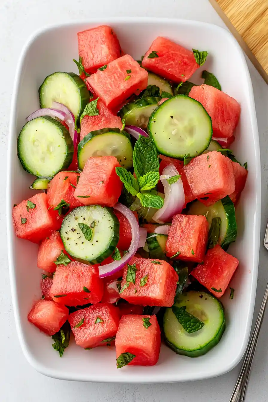 Tasty Vegan Watermelon Cucumber Salad