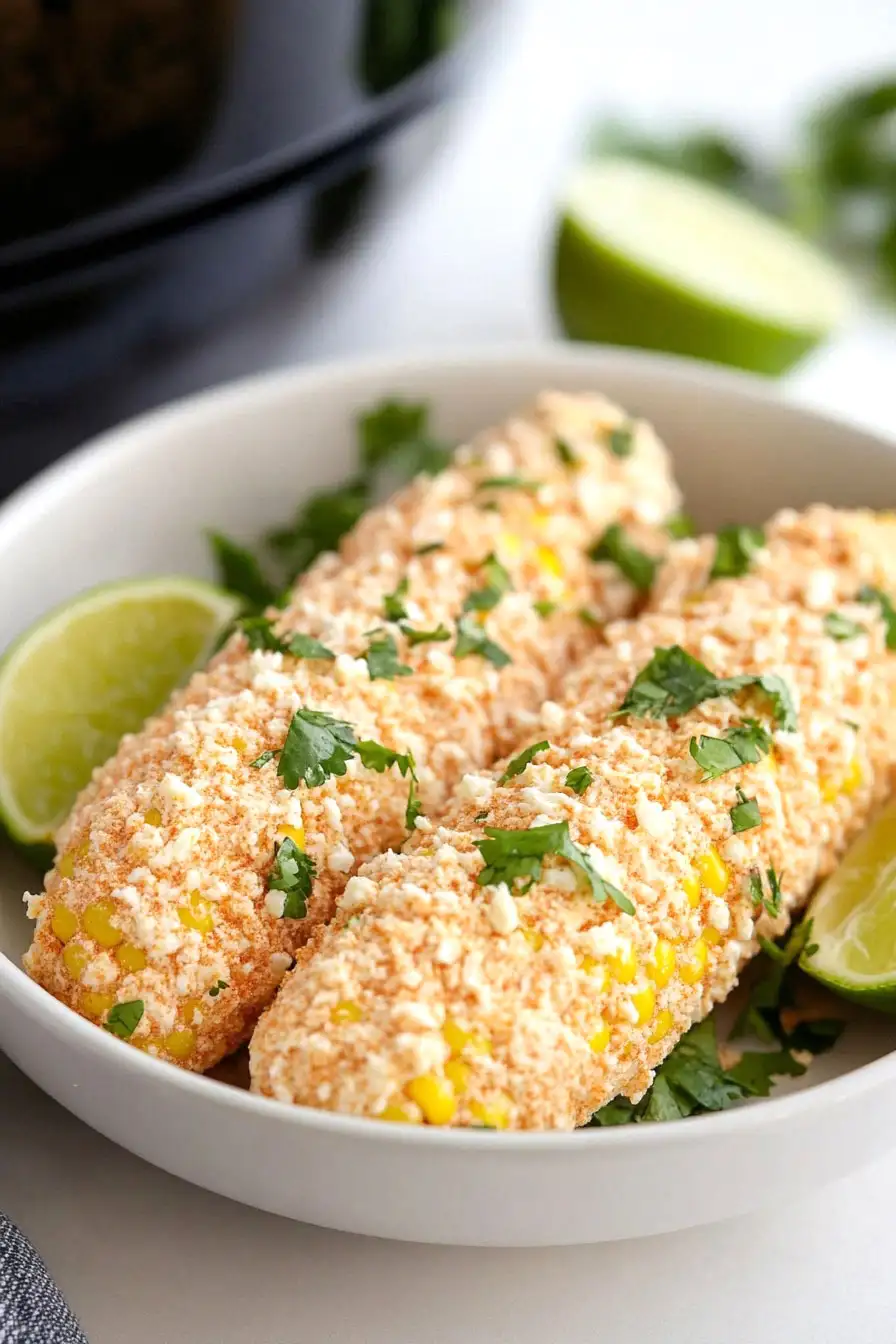 Quick Crock Pot Mexican Corn on the Cob
