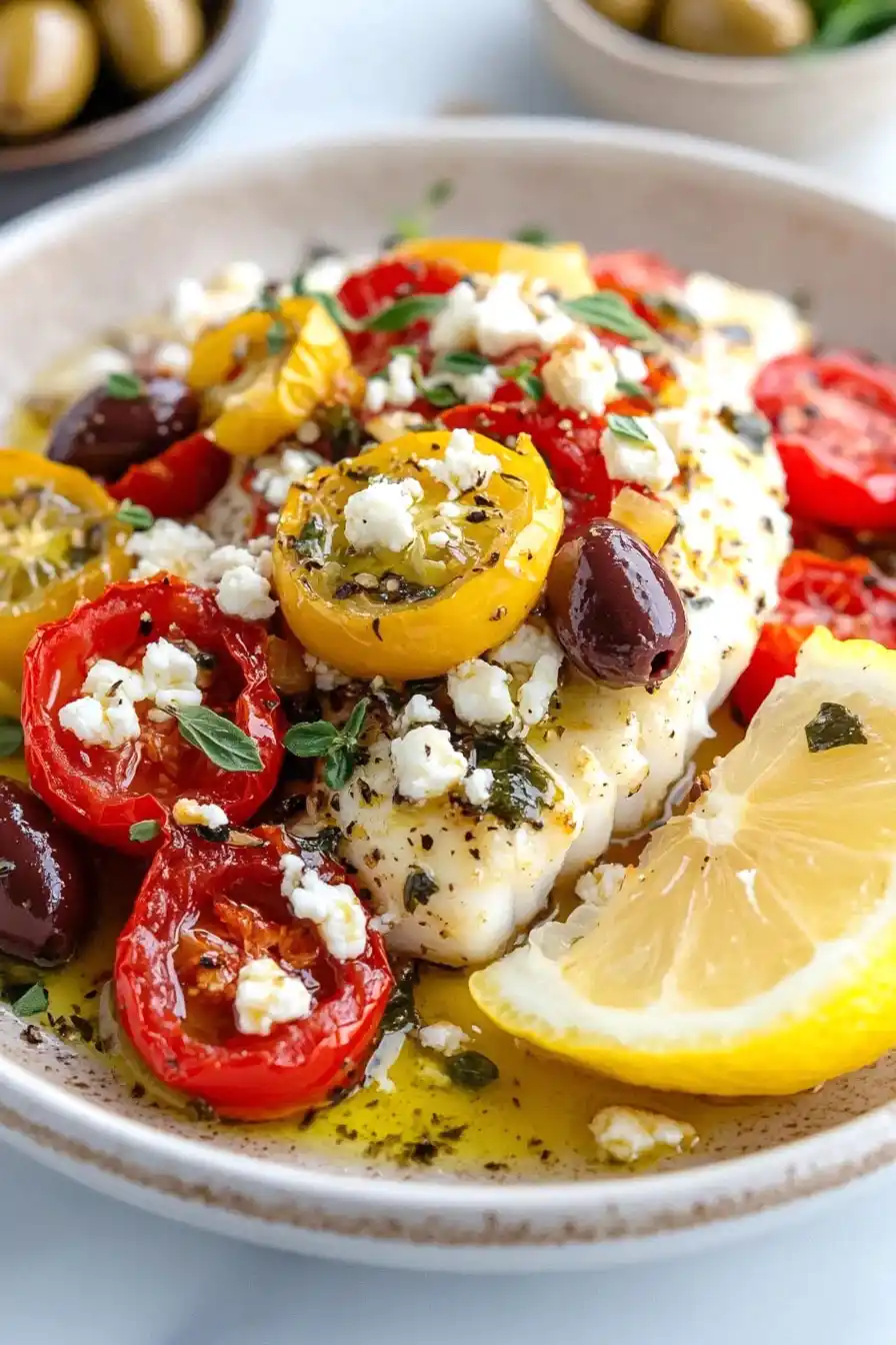 Healthy Oven-Baked Greek-Inspired Halibut