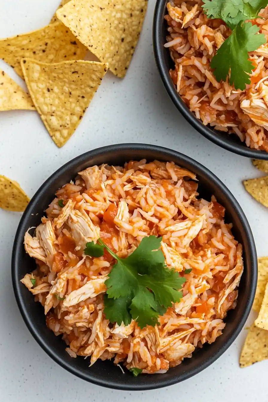 Juicy Slow Cooker Salsa Chicken and Rice